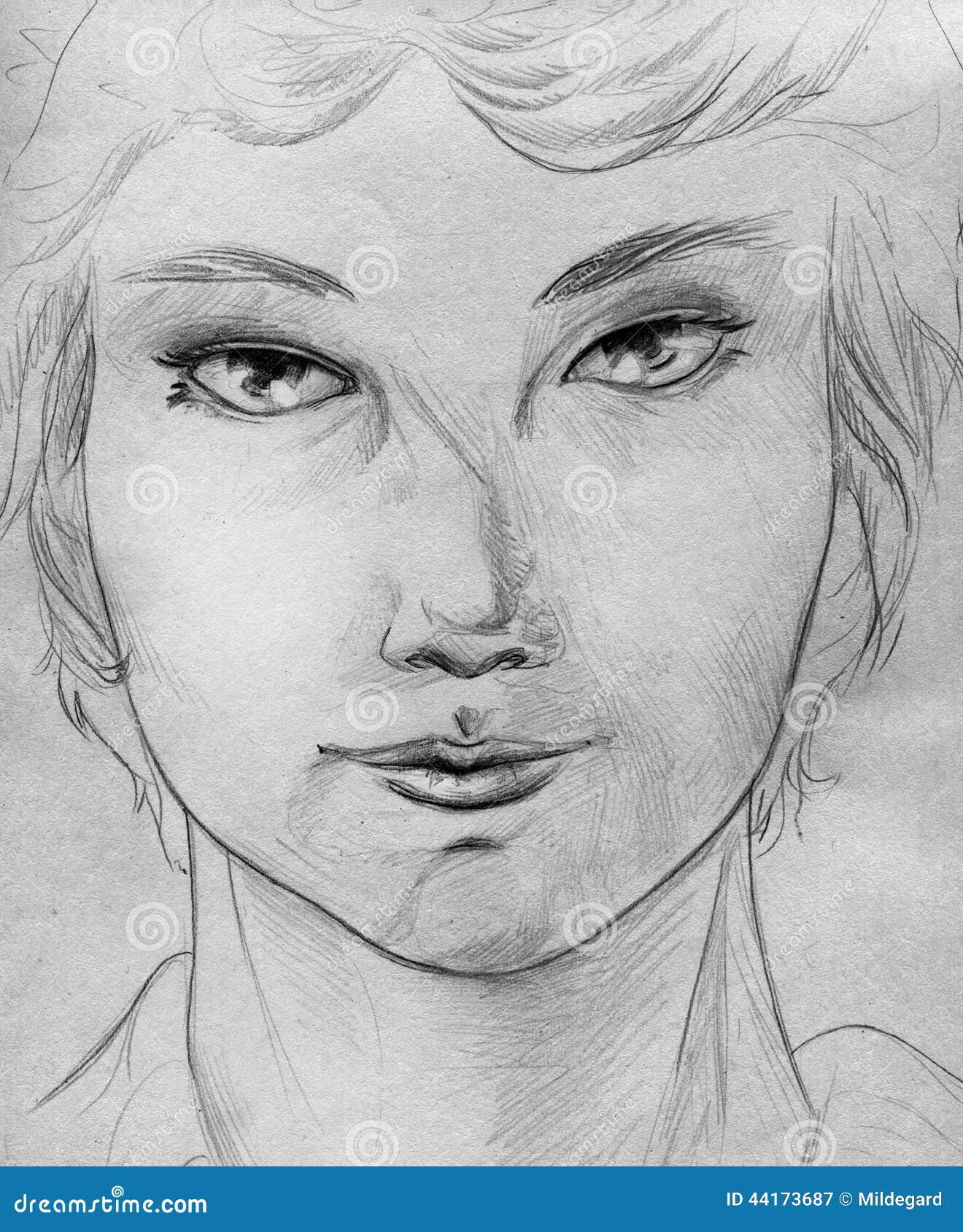 Sketch of a girl stock illustration. Illustration of nice - 44173687