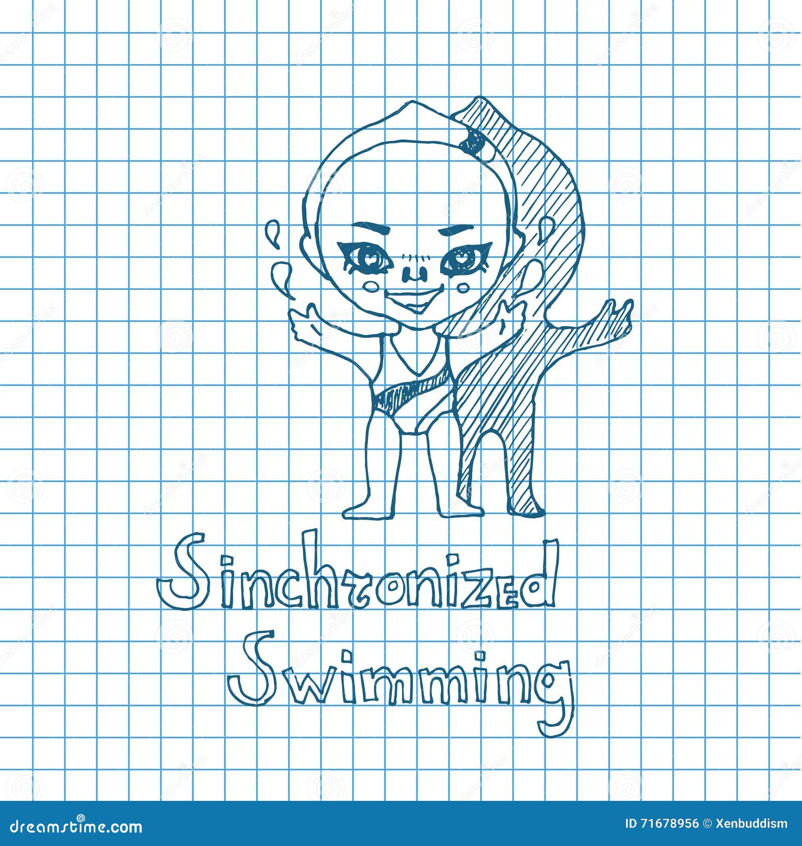 Sketch Girl Synchronized Swimmer Stock Illustration - Illustration of ...
