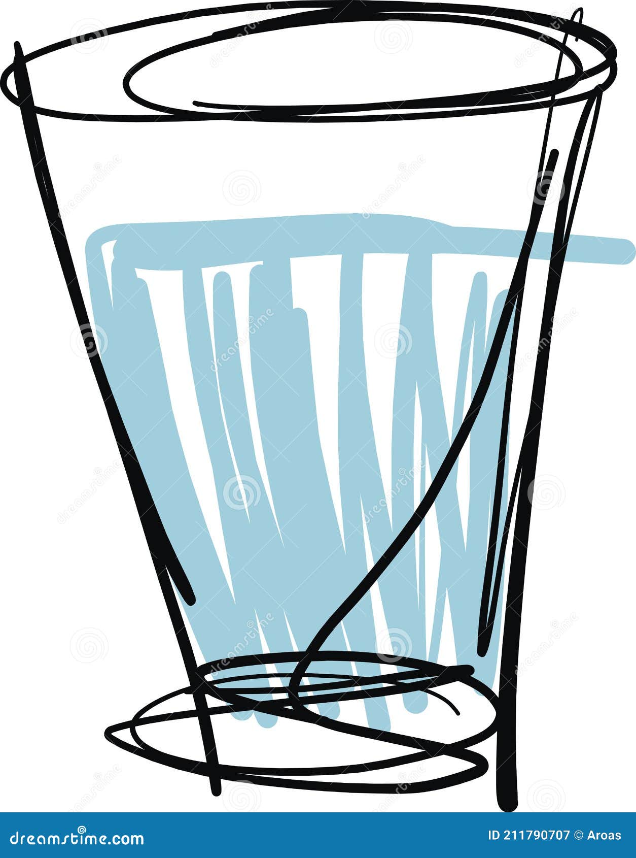 Sketch of Glass with Water Isolated Stock Vector - Illustration of aqua ...
