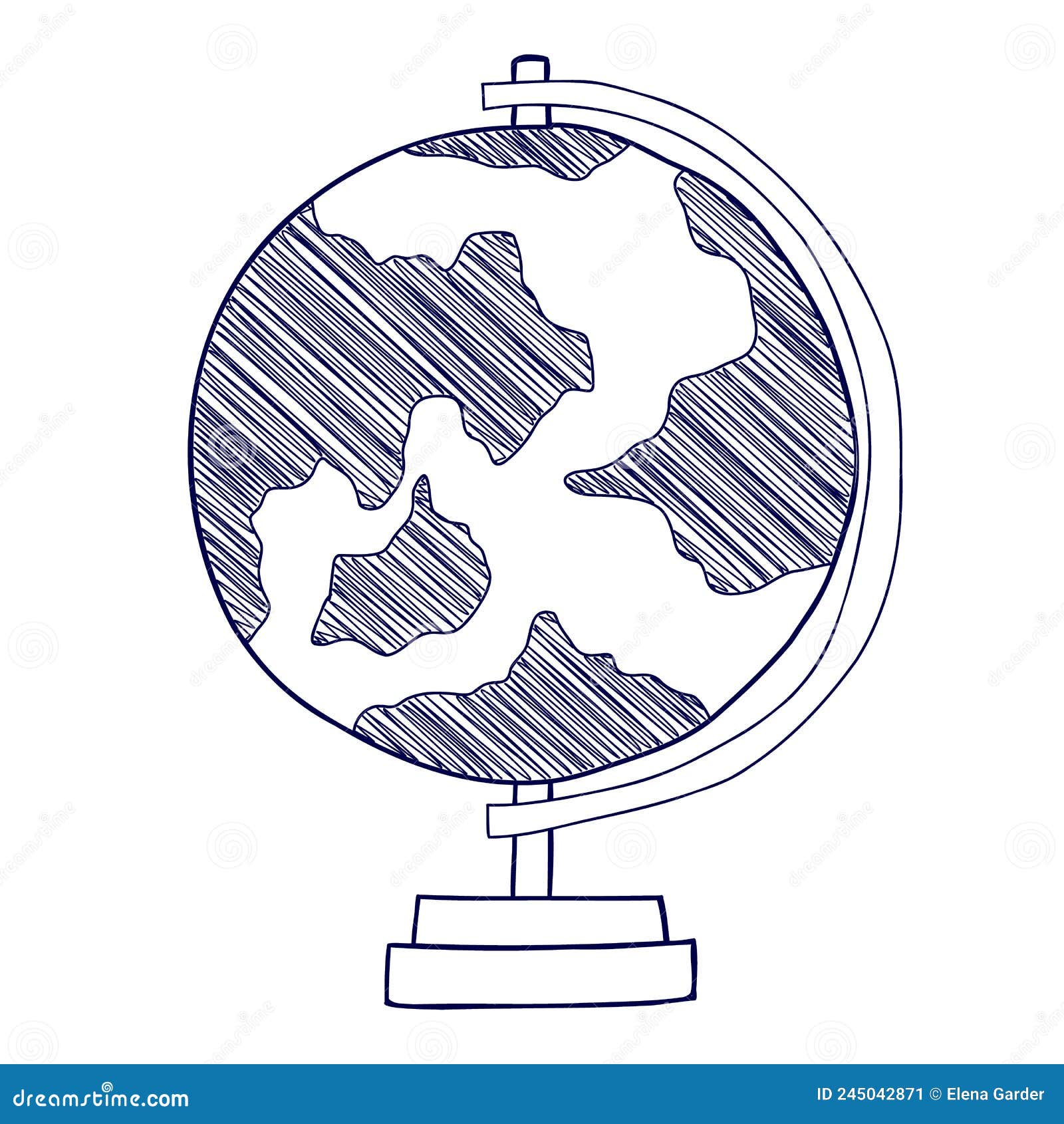 Sketch Globe Doodle. Hand Drawn Earth. Vector School Handdrawn Map ...
