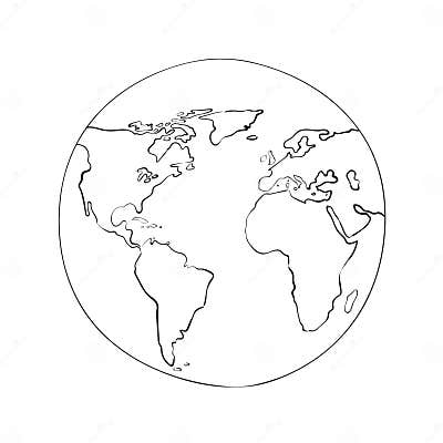 Sketch Globe World Map Black Vector Illustration Stock Vector ...