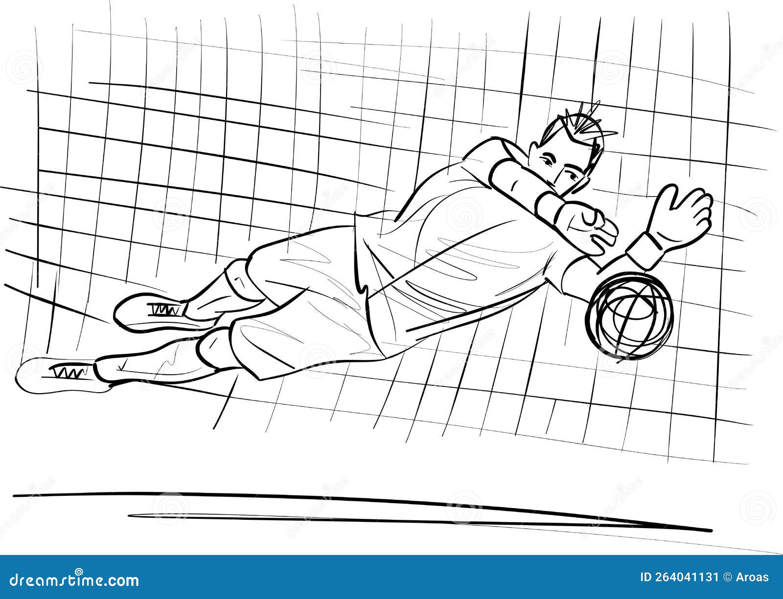 Sketch of Goalkeeper Trying Stop a Shoot Stock Vector - Illustration of ...