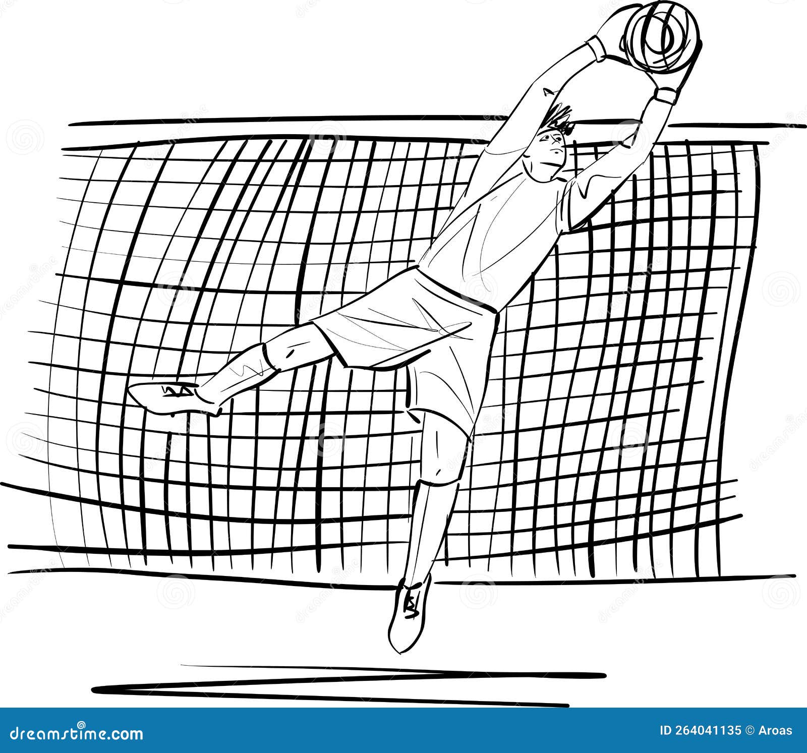 Sketch of Goalkeeper Trying Stop a Shoot Stock Vector - Illustration of ...