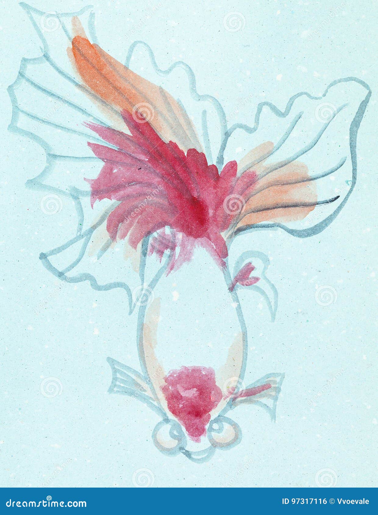 Goldfish In A Blue Fishbowl, Hand Drawn Sketch Vector Illustration ... Goldfish In A Blue Fishbowl, Hand Drawn Sketch Vector Illustration ...