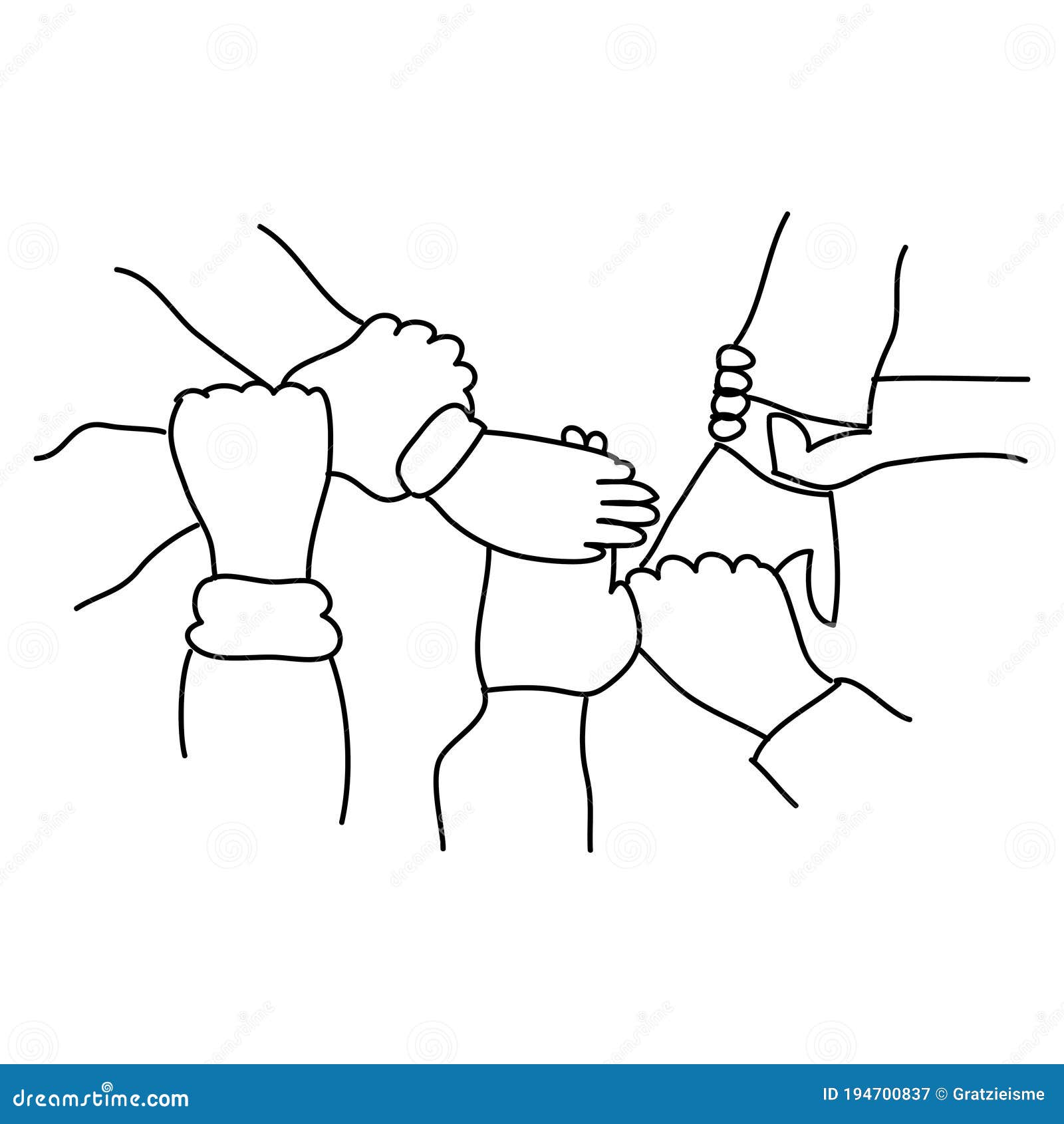 Sketch of a Group Holding Hands Together. Teamwork Concept Stock ...