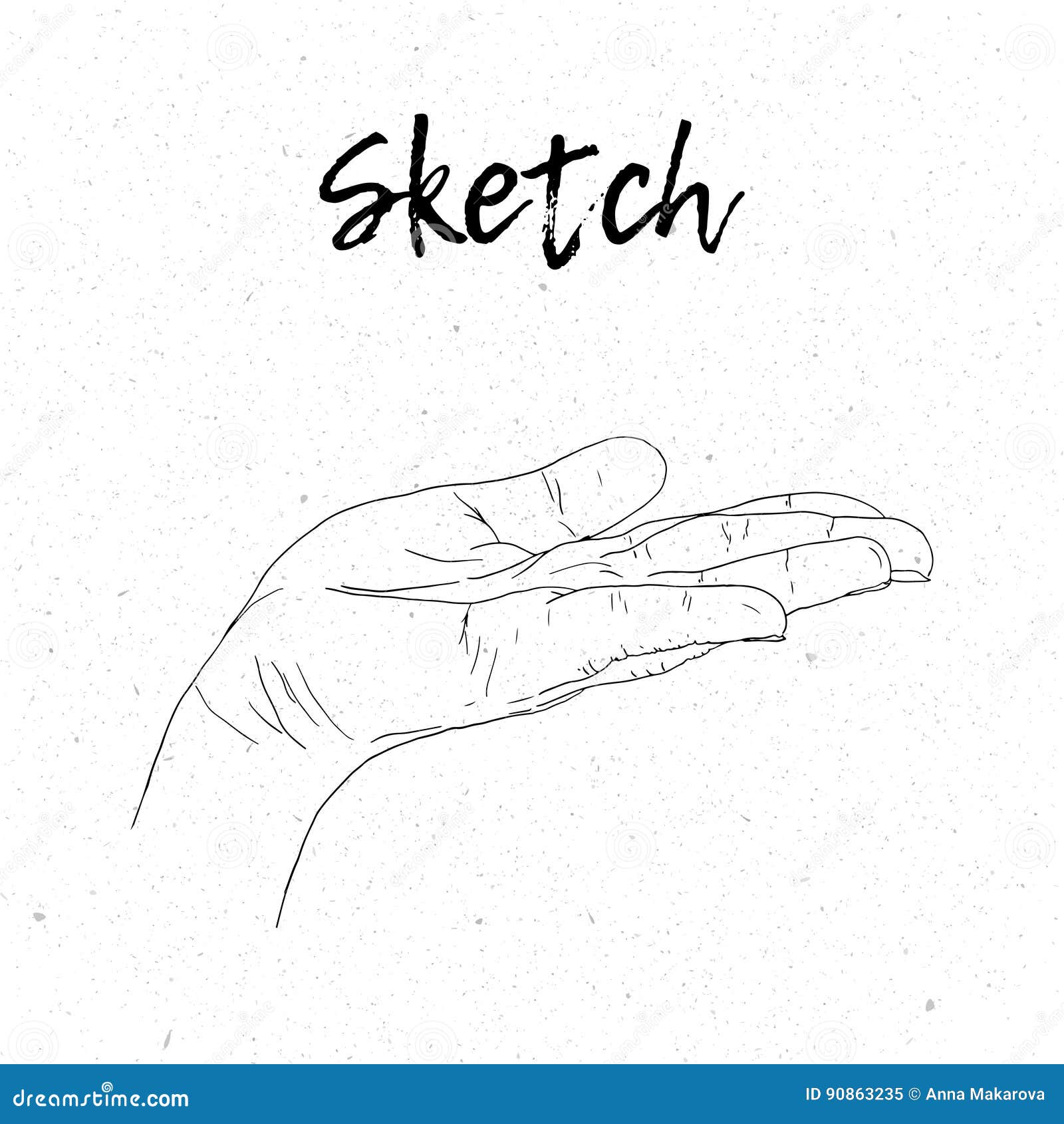 Sketch Hand Begging Hands. Vector Line Illustration Stock Illustration ...