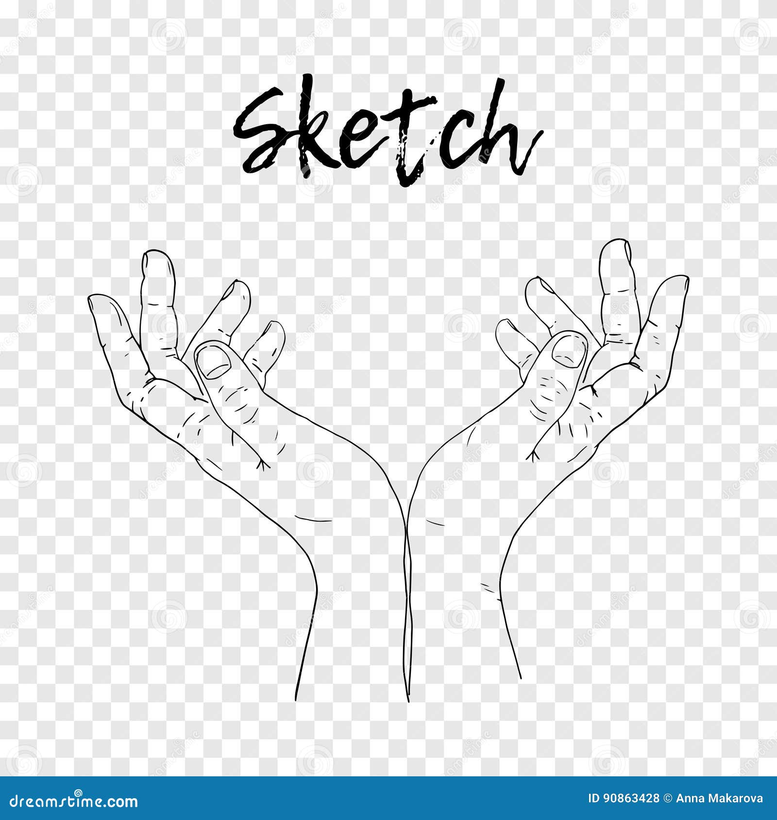 Sketch Hand Begging Hands. Vector Line Illustration Stock Illustration ...
