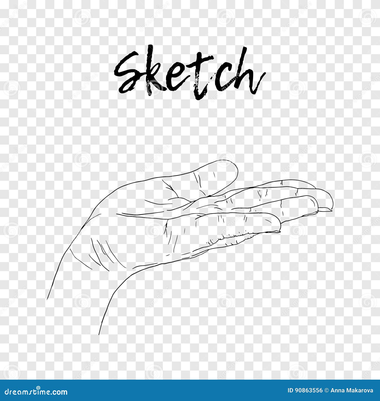 Sketch Hand Begging Hands. Vector Line Illustration Stock Illustration ...
