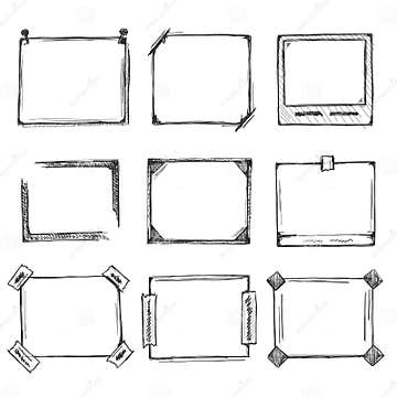 Sketch of Hand Drawn Frame Set. Stock Vector - Illustration of draw ...