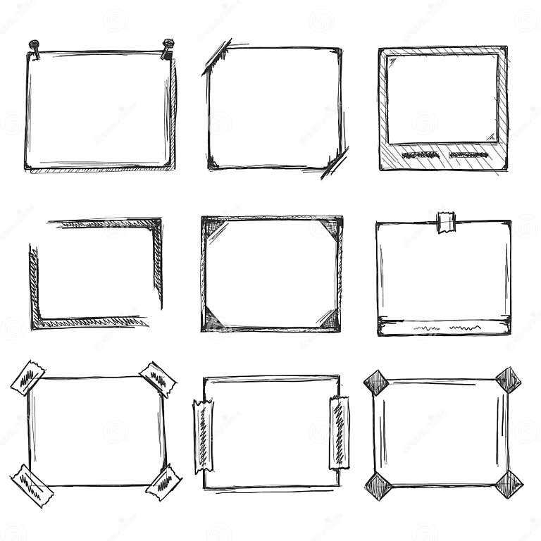 Sketch of Hand Drawn Frame Set. Stock Vector - Illustration of draw ...