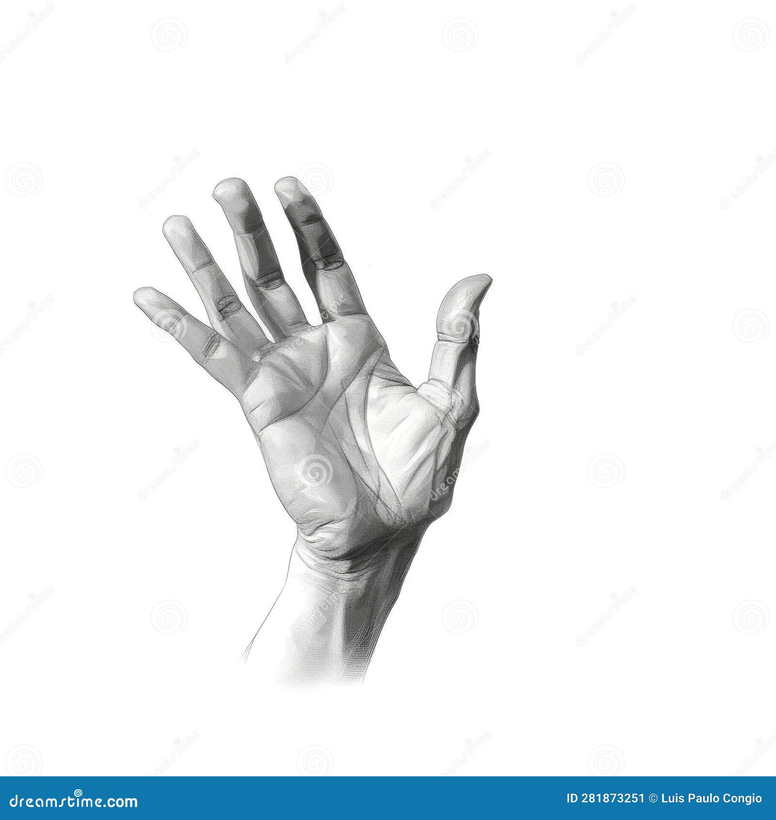 A Sketch of a Hand Holding an Object Above the Ground Stock Image ...