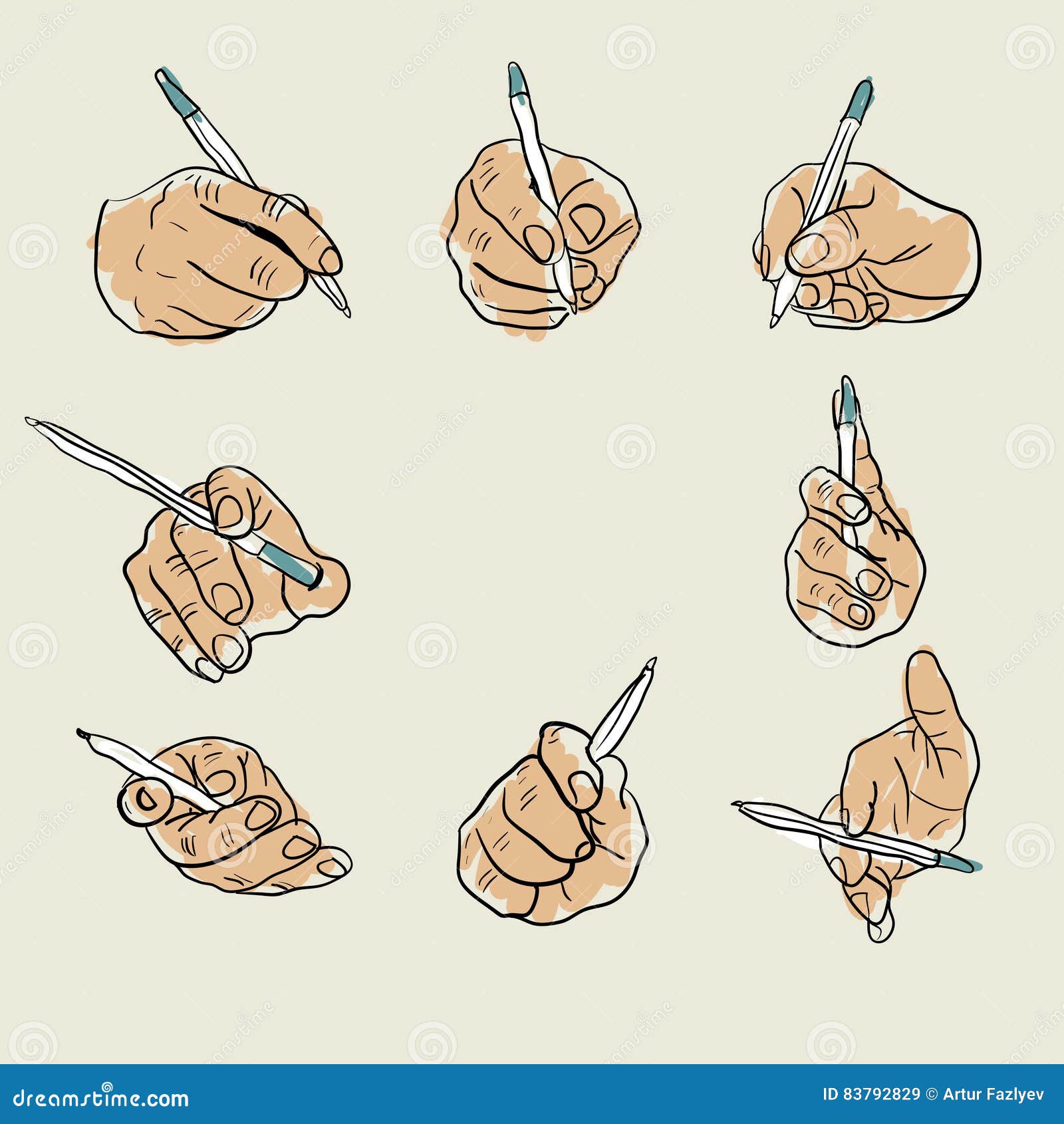 Sketch of hand with pen stock vector. Illustration of line - 83792829