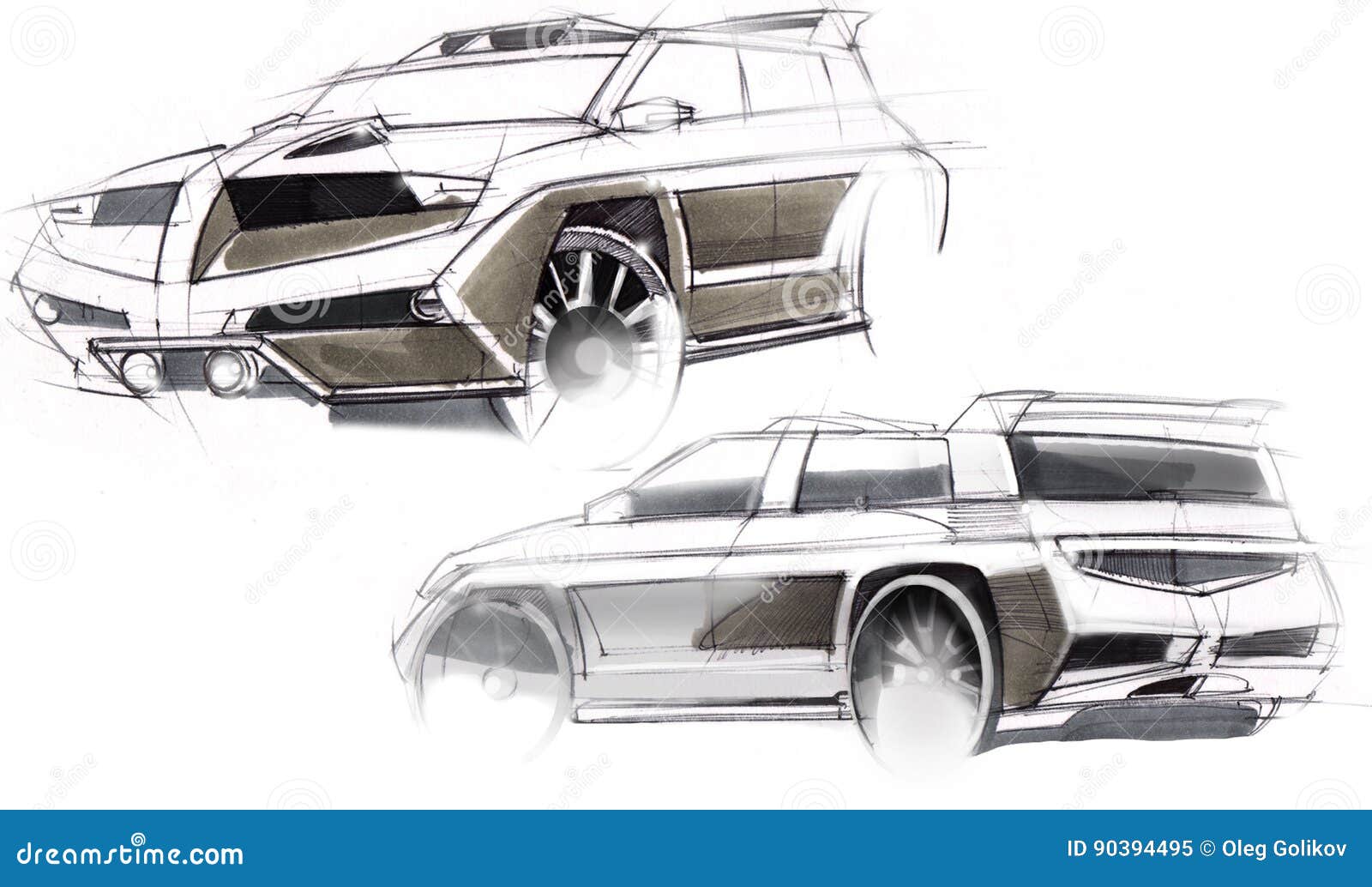 Sketch by Hand of a Vehicle with Increased Terrain. Illustration. Stock ...
