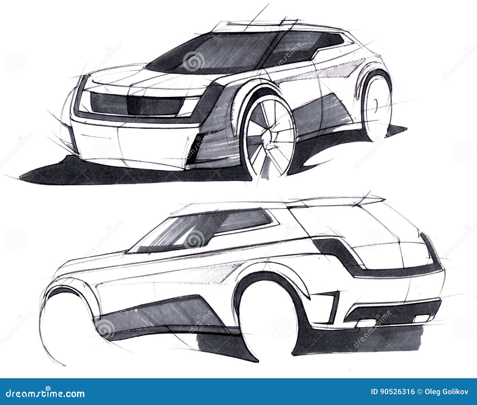 Sketch by Hand of a Vehicle with Increased Terrain. Illustration. Stock ...