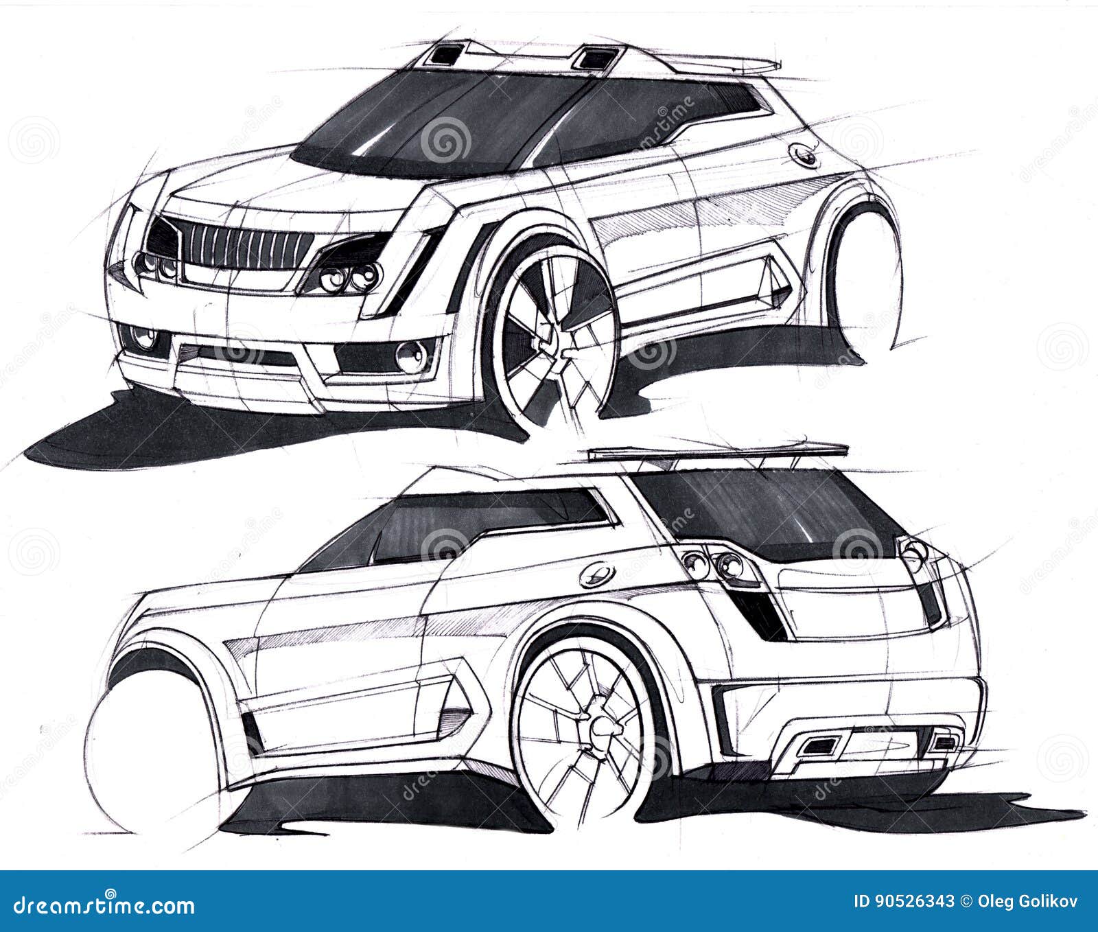 Sketch by Hand of a Vehicle with Increased Terrain. Illustration. Stock ...