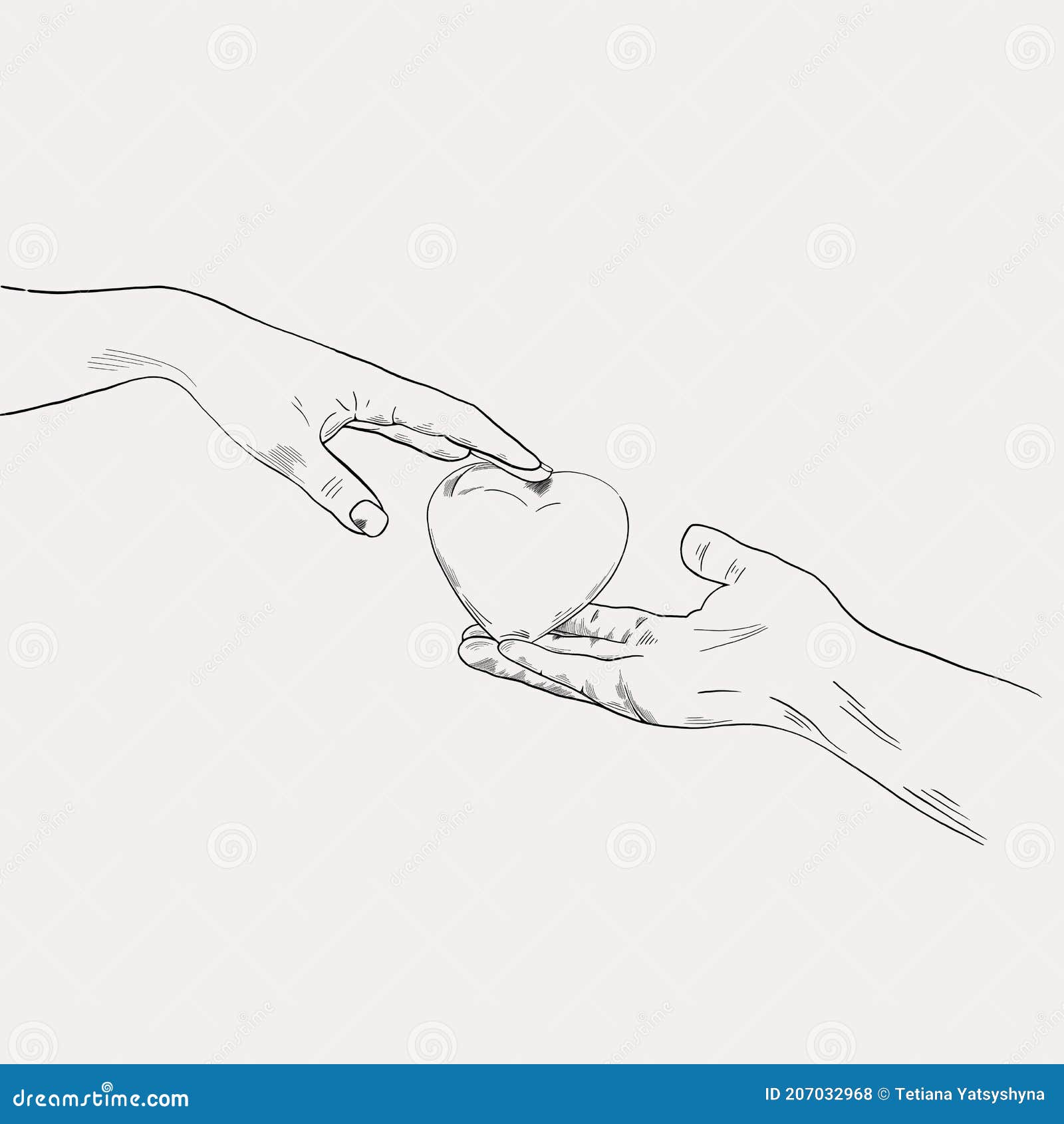 Sketch of Hands with Heart. Hand Drawn Line Art Illustration Stock ...