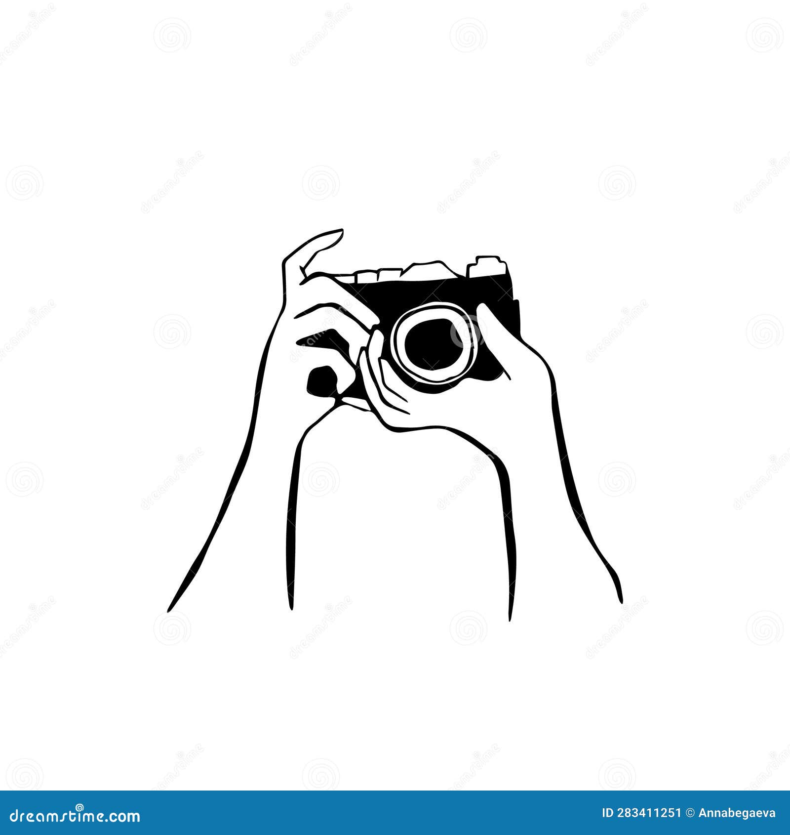 Sketch Hands Holding Camera. Hand Drawn Doodle Vector Illustration ...