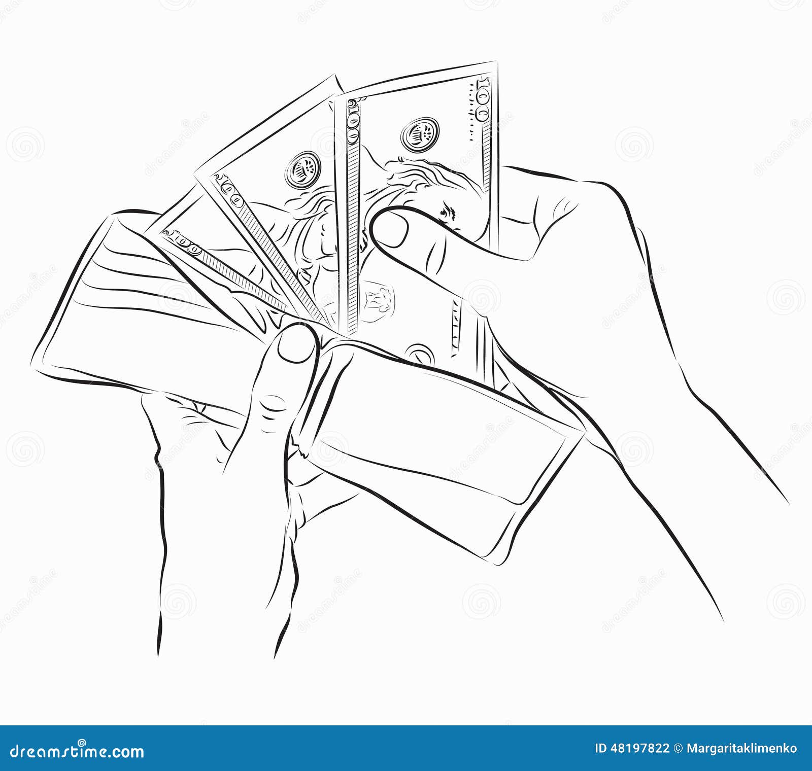 Sketch of hands with money stock vector. Illustration of commerce ...