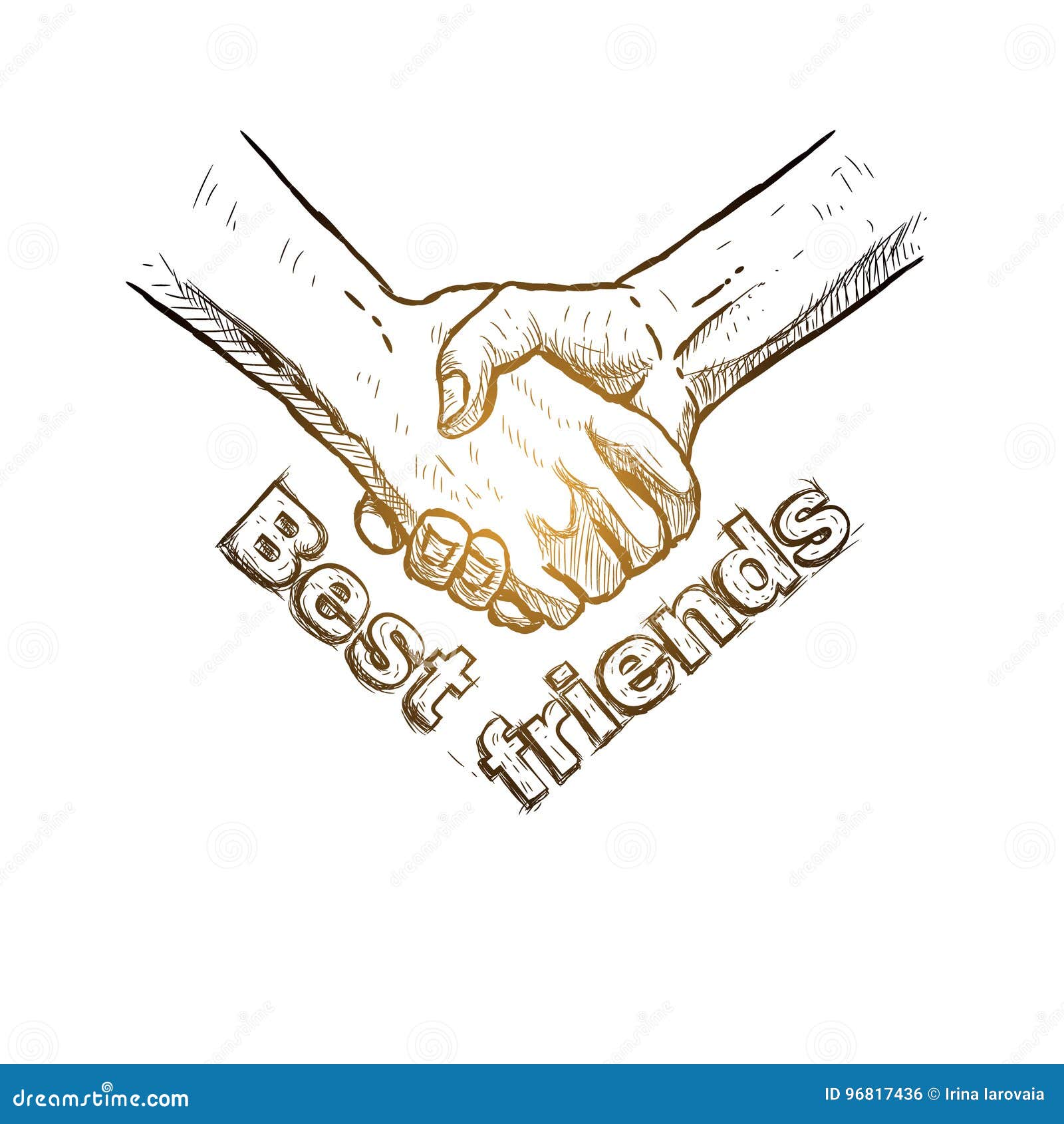 Sketch of Handshake. Friendship Day Design. Vector Illustration. Stock ...