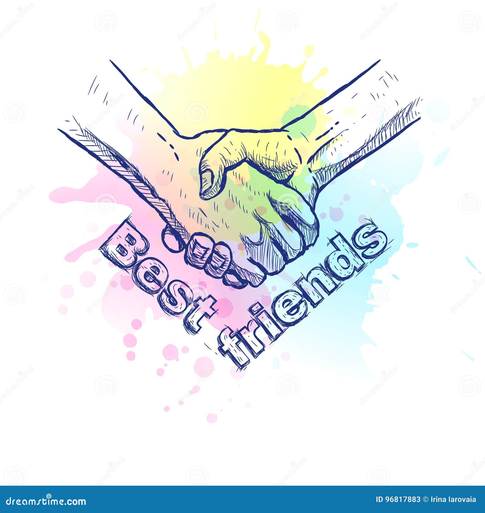 Sketch of Handshake. Friendship Day Design. Vector Illustration. Stock ...