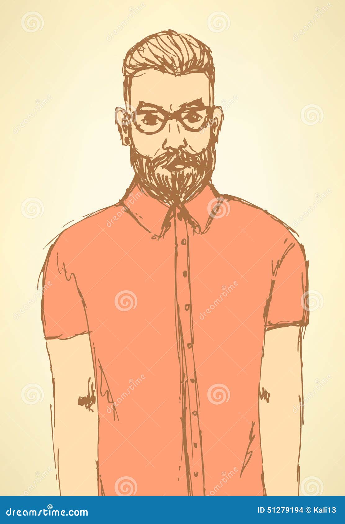 Sketch Handsome Hipster Guy in Vintage Style Stock Vector ...