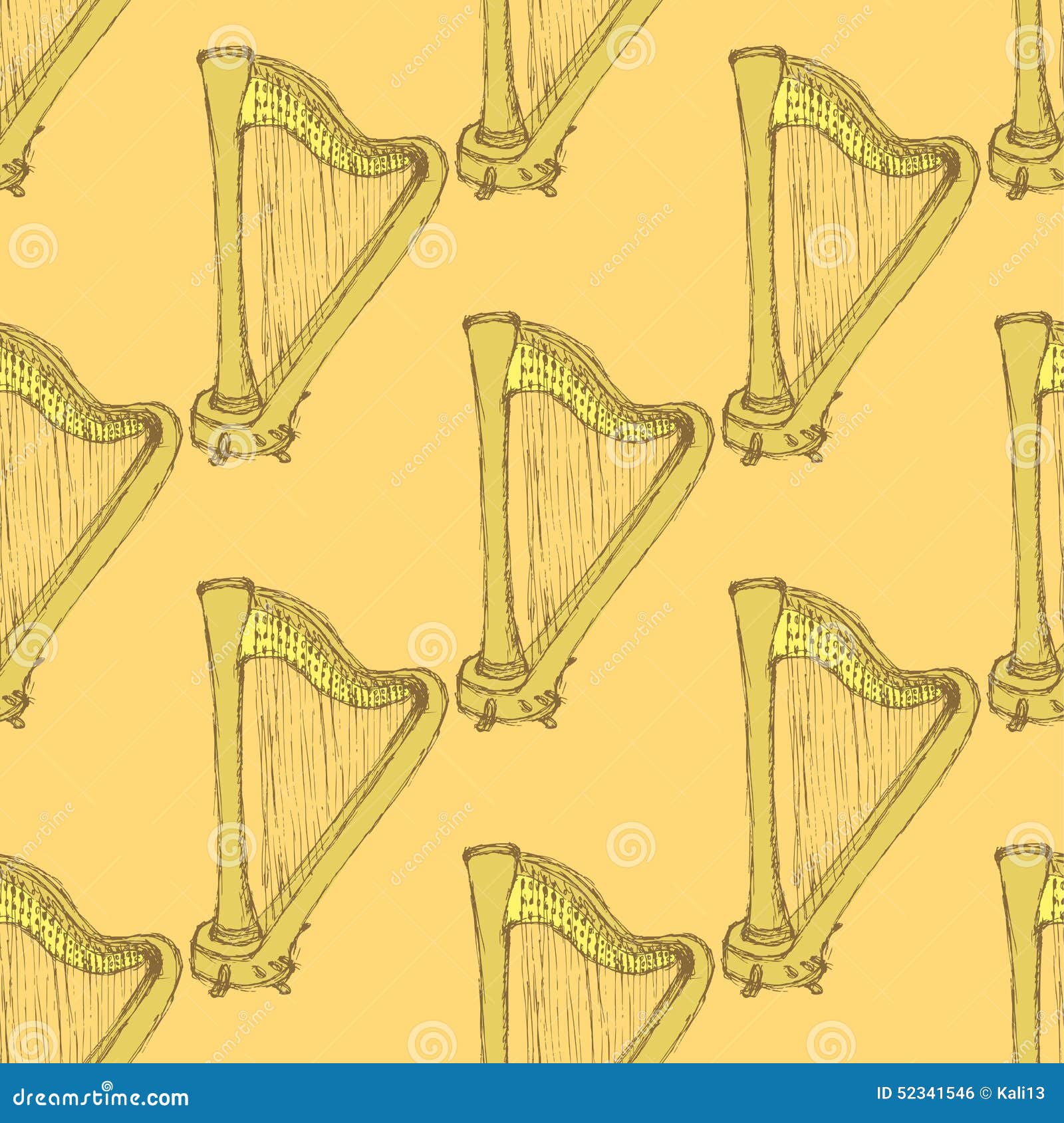 Sketch Harp Musical Instrument in Vintage Style Stock Vector ...