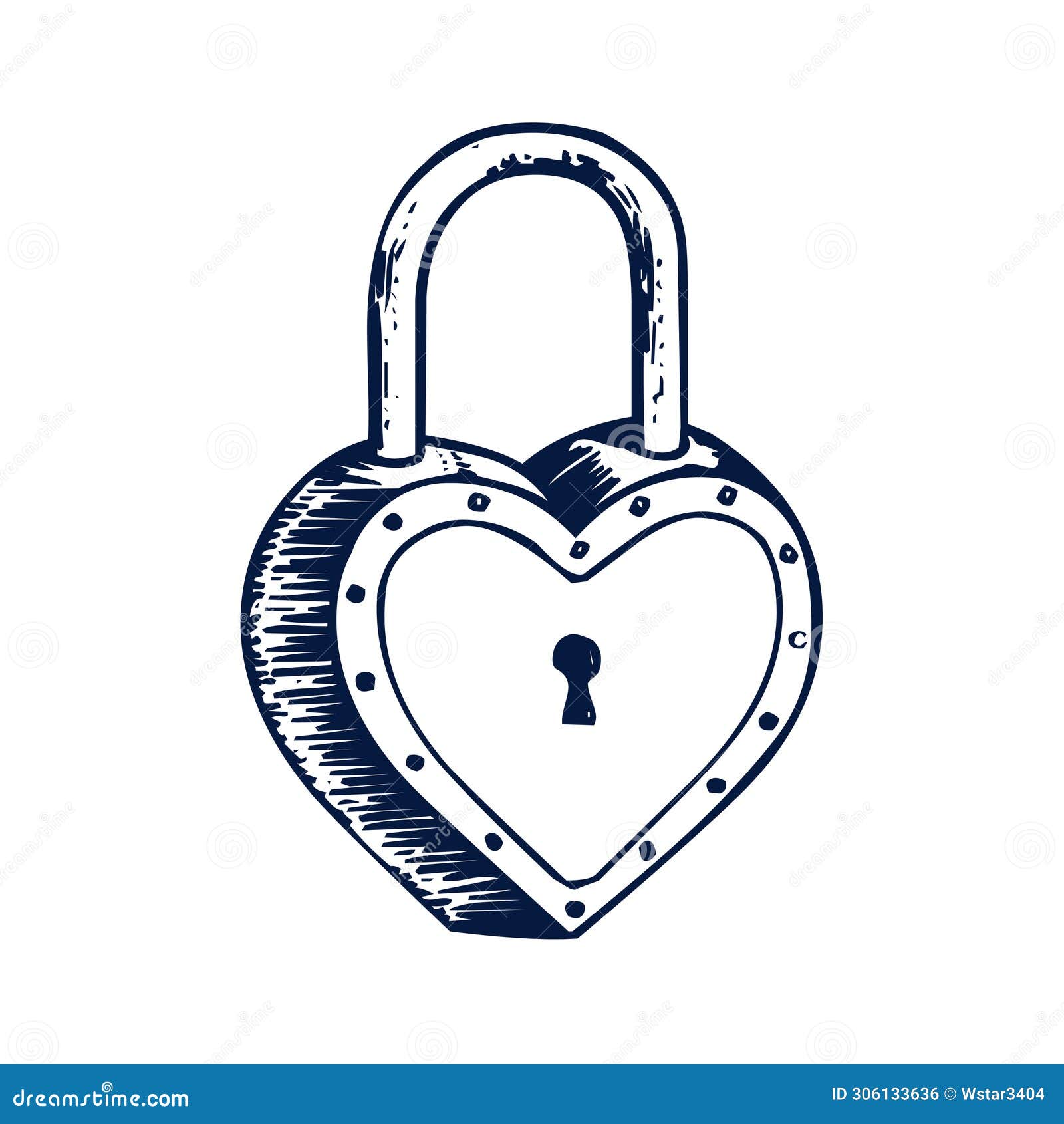 Sketch Heart Lock Icon Vector Illustration Stock Vector - Illustration ...