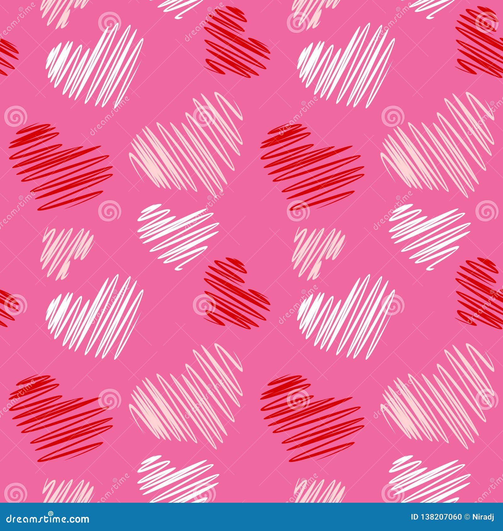 Sketch Heart Seamless Pattern Stock Vector - Illustration of paper ...