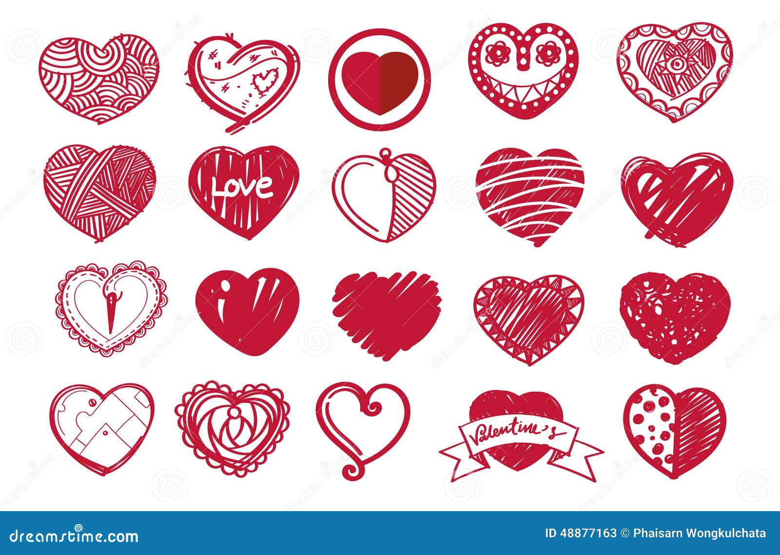 Sketch Heart Set and Valentine S Day. Stock Vector - Illustration of ...