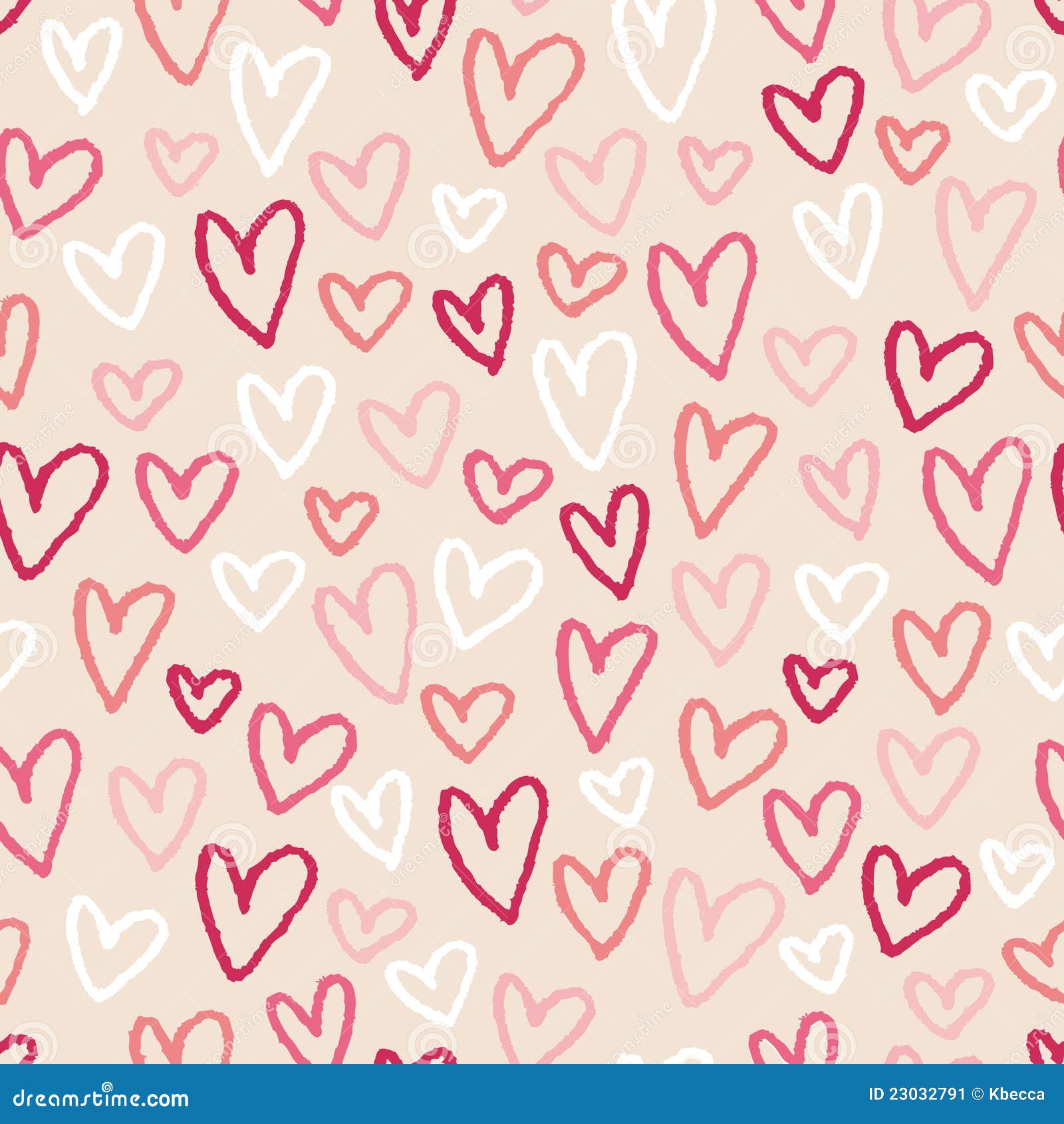 Hearts Seamless Pattern. Romantic Doodle Love Vector Texture ...