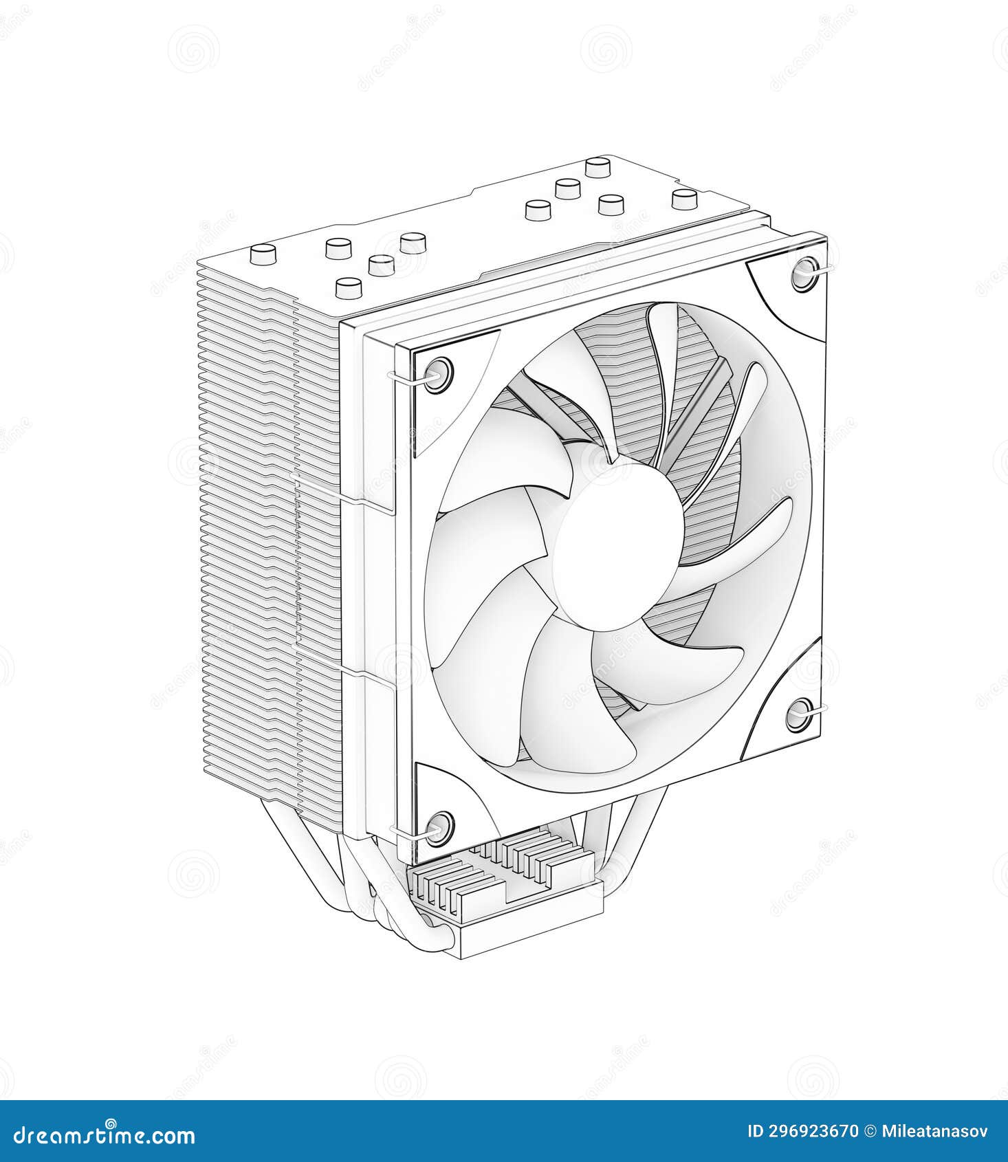 Sketch of cpu air cooler stock photo. Illustration of technology ...