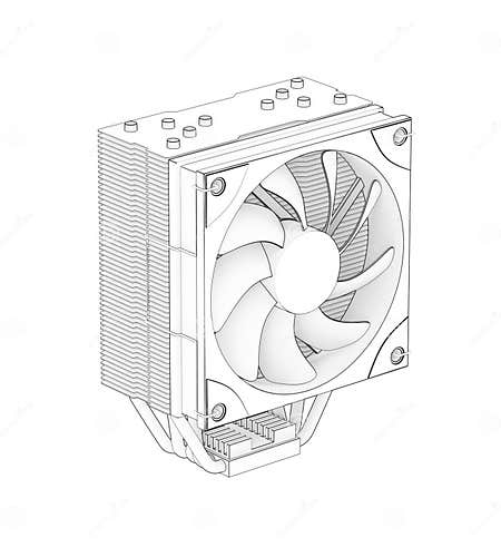 Sketch of cpu air cooler stock illustration. Illustration of technology ...