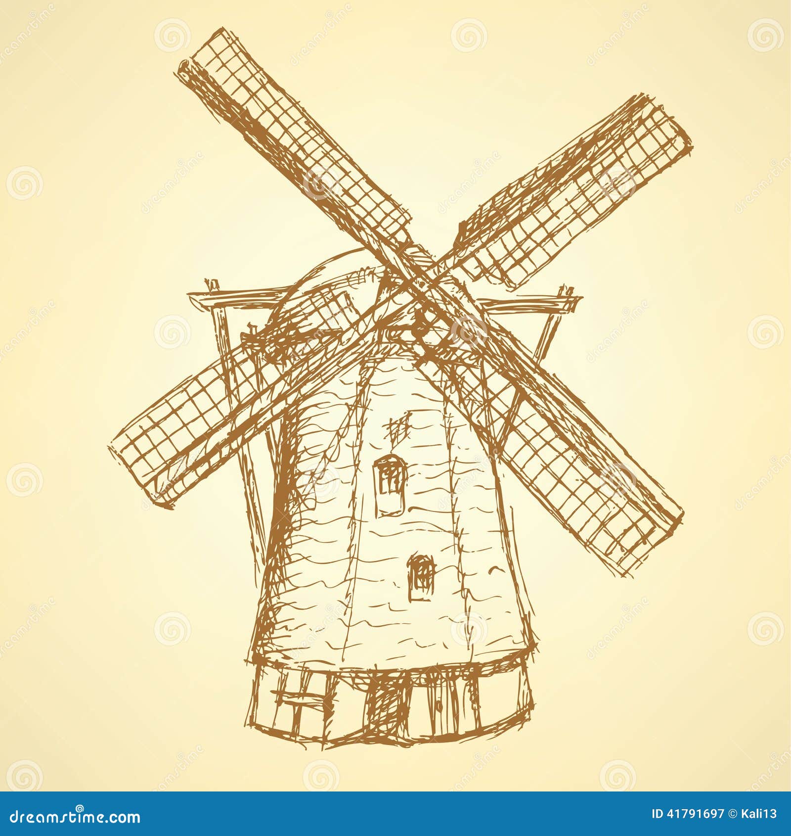 Old Windmill. Vector Illustration On White | CartoonDealer.com #101559086