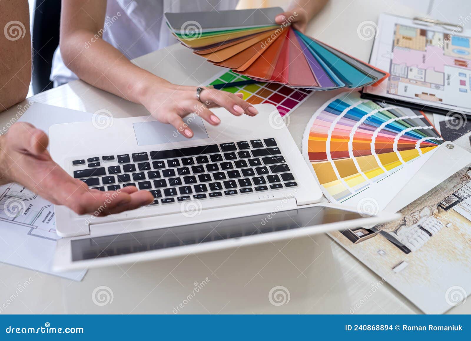 Sketch of Home Interior with Designer Hands Stock Photo - Image of ...