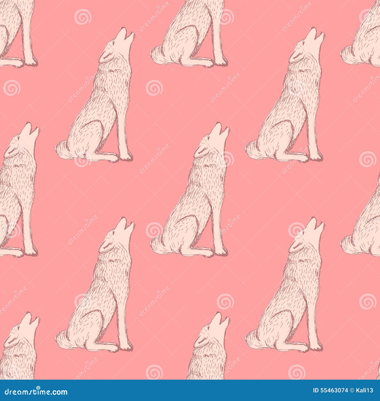 Sketch Howling Wolf in Vintage Style Stock Illustration - Illustration ...