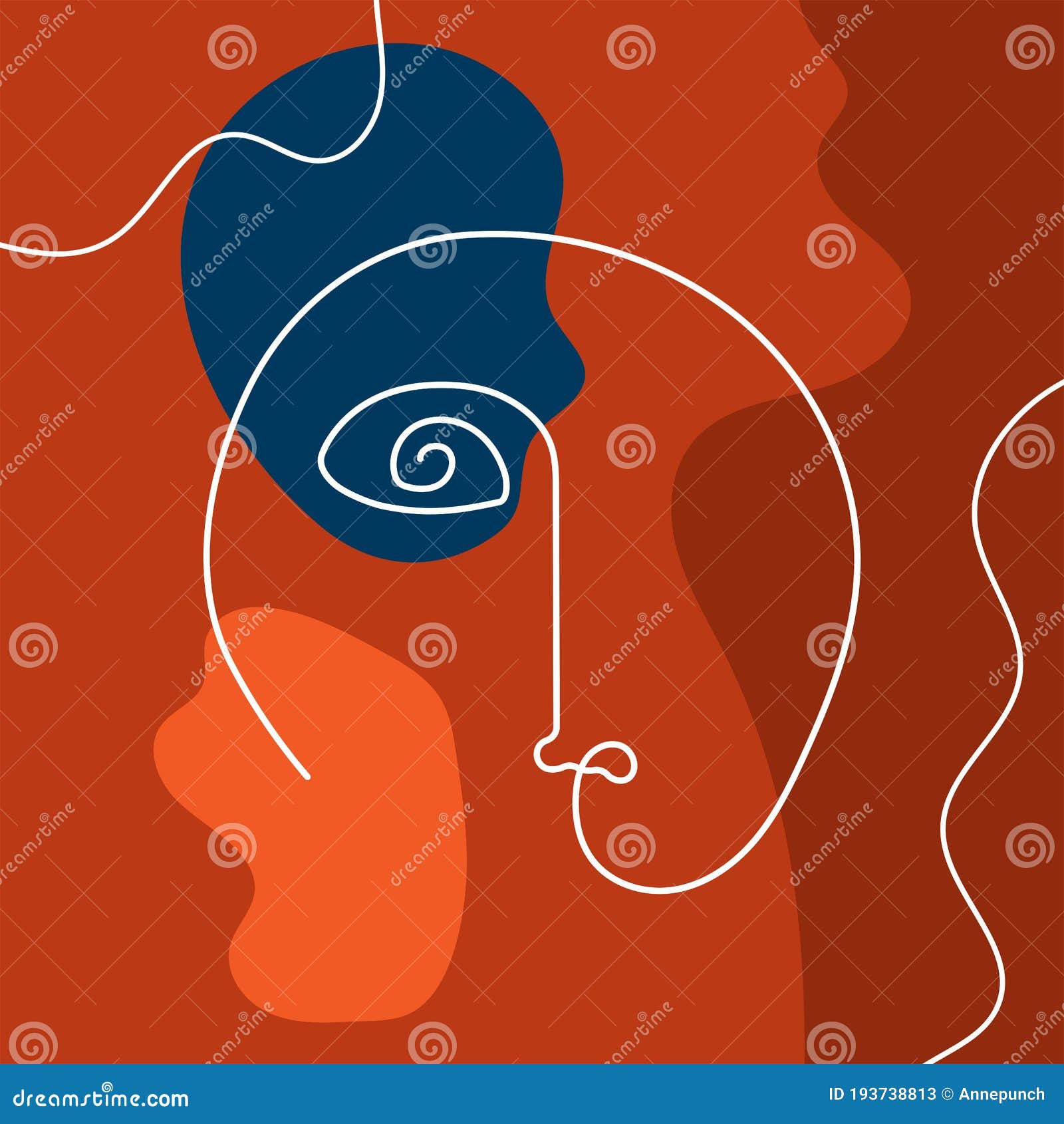 Sketch of Human Face on Abstract Background. Drawn by Hand Stock Vector ...