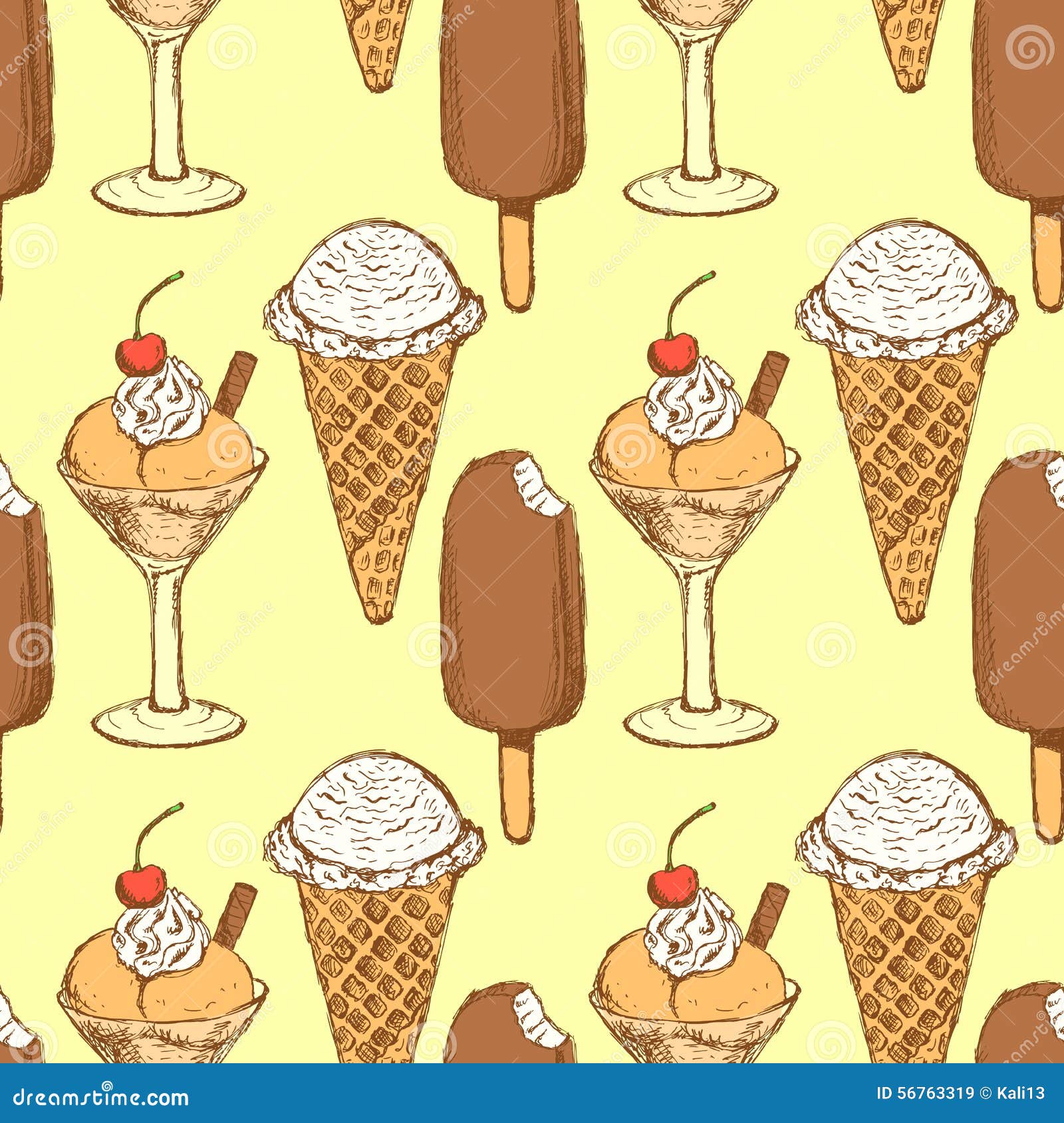 Sketch Ice-cream in Vintage Style Stock Illustration - Illustration of ...