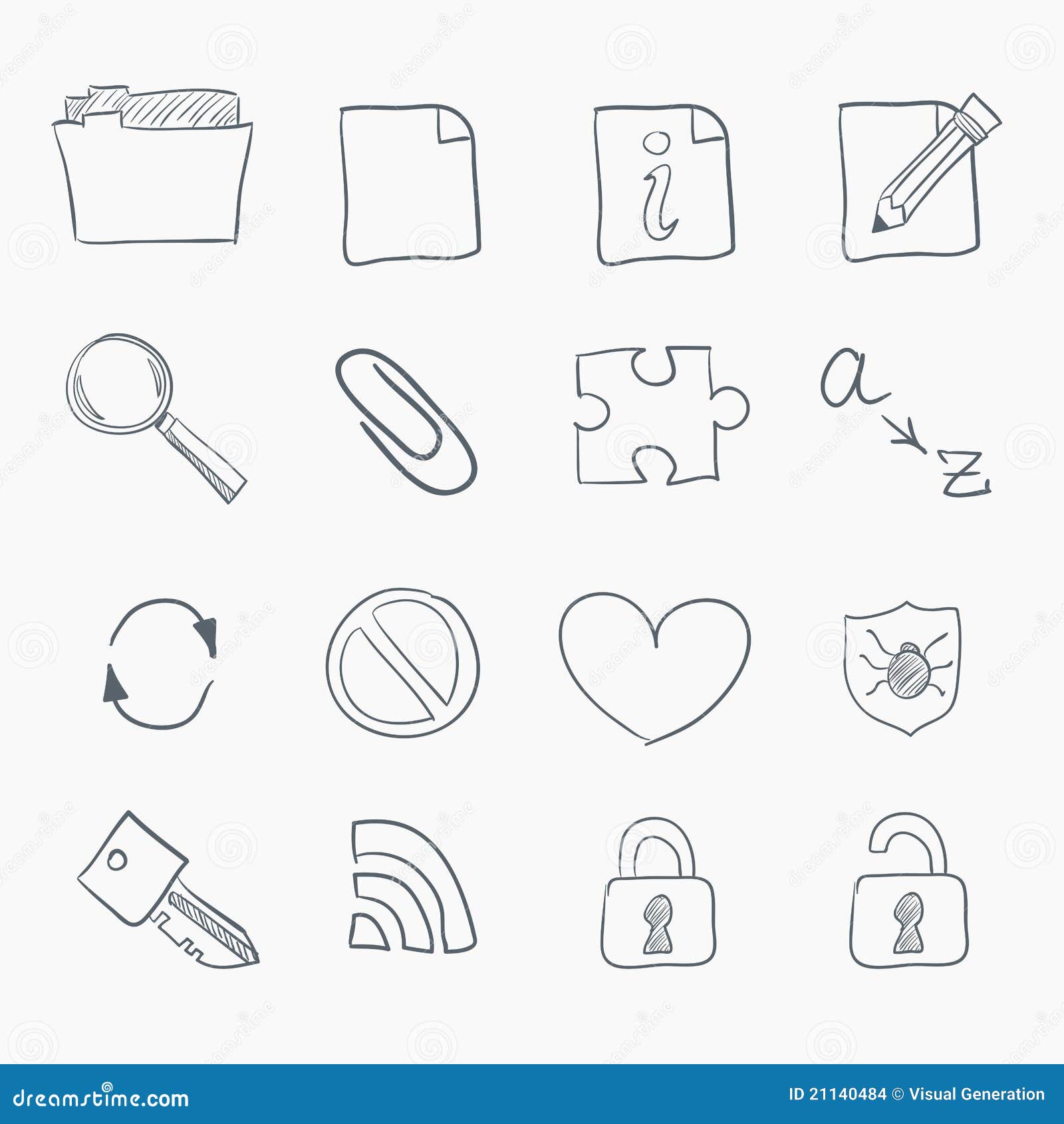 Sketch Icon Set stock vector. Illustration of lock, heart - 21140484
