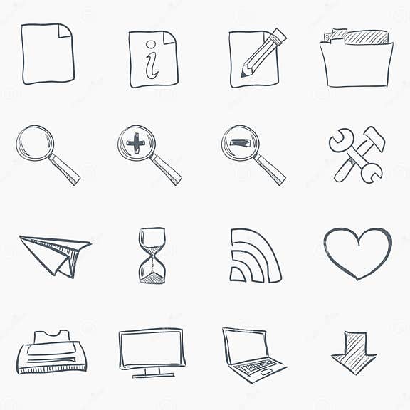 Sketch Icon Set stock vector. Illustration of drawing - 21155826