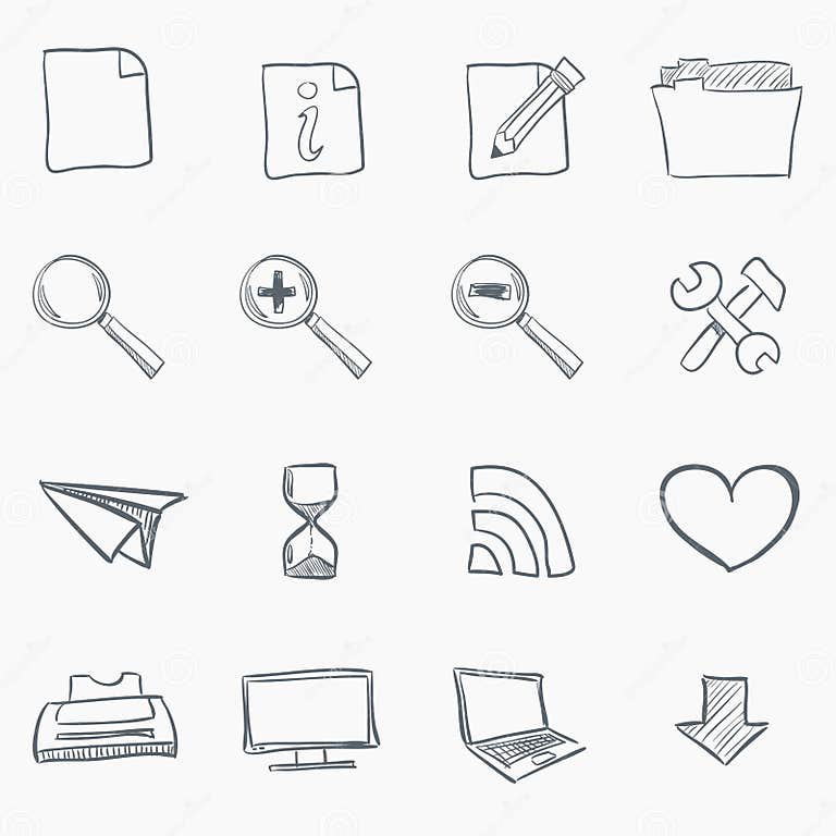 Sketch Icon Set stock vector. Illustration of drawing - 21155826