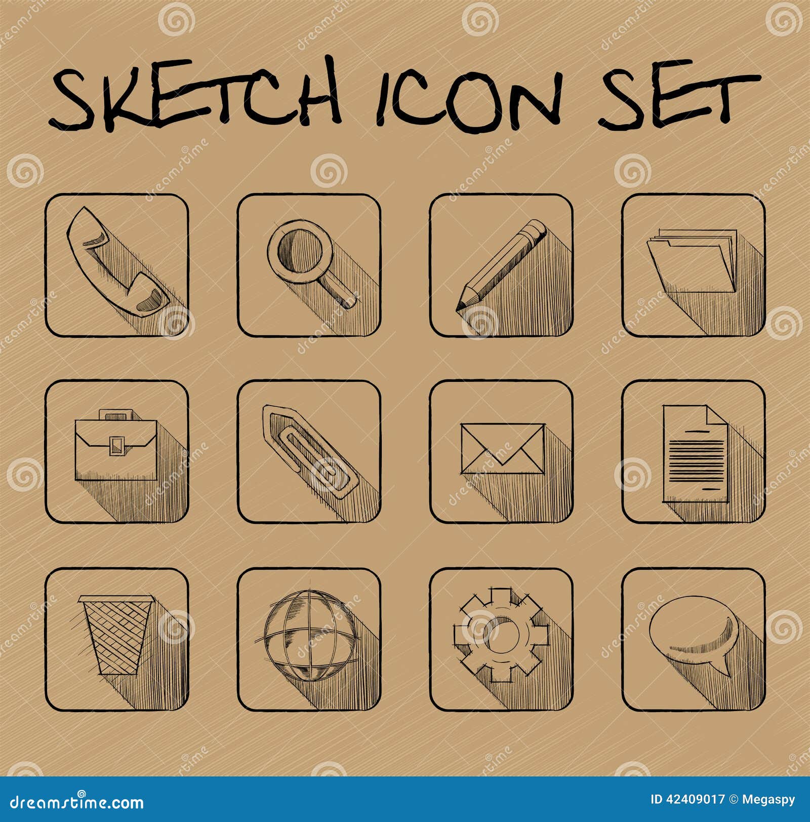 Sketch icon set stock vector. Illustration of globe, magnifier - 42409017