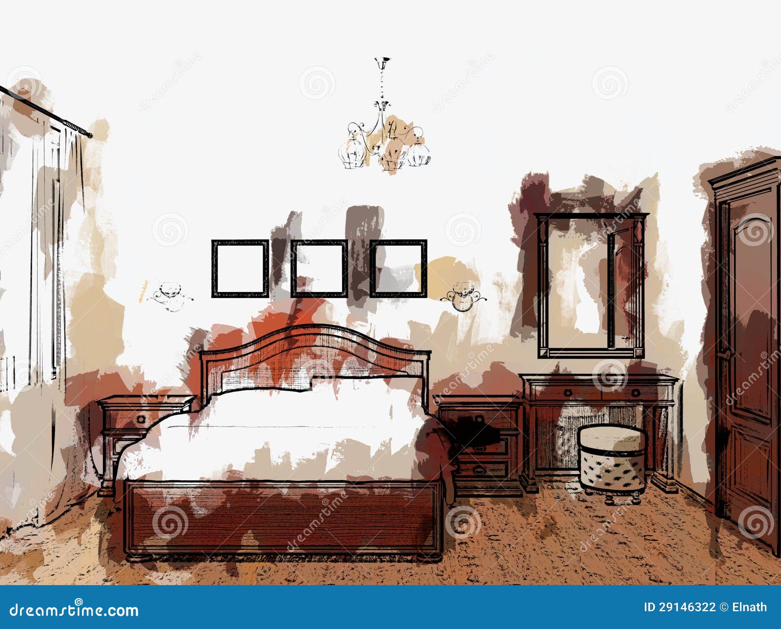 Sketch Illustration of Bedrooms Stock Illustration - Illustration of ...