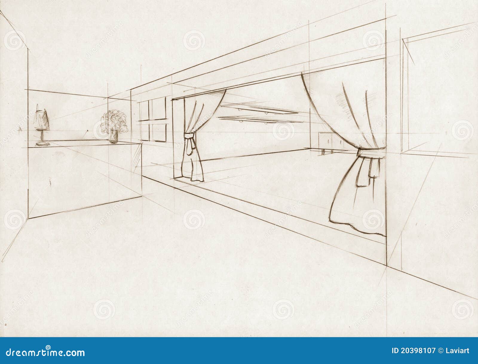 Sketch Illustration for an Interior Hall Stock Illustration ...