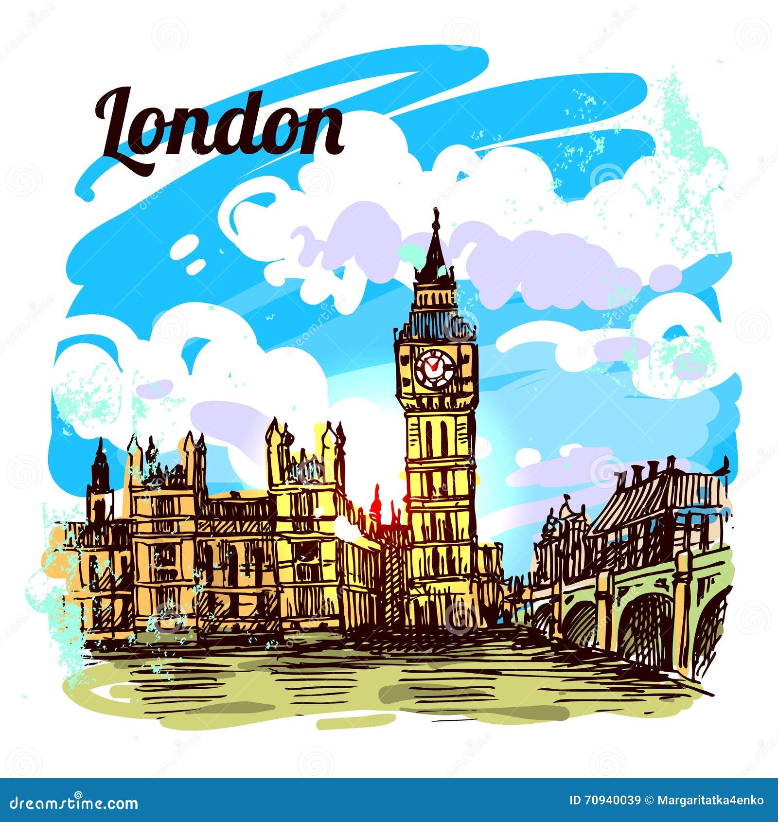 Sketch illustration London stock vector. Illustration of brochure ...