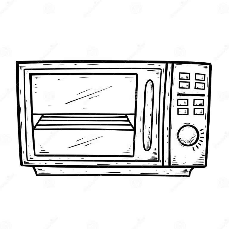 Sketch Illustration of a Microwave Stock Illustration - Illustration of ...
