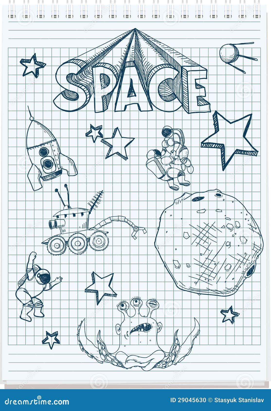 Sketch Illustration of Space Themed Stock Vector - Illustration of ...