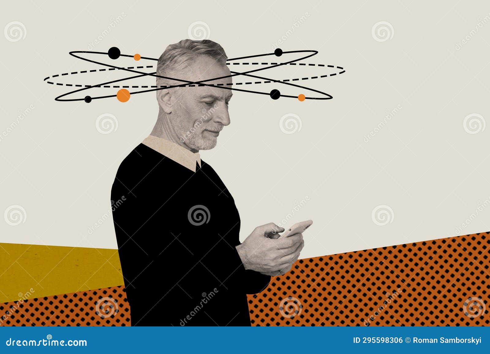 Sketch Image Collage of Minded Man Deciding Problems Sending Letter ...