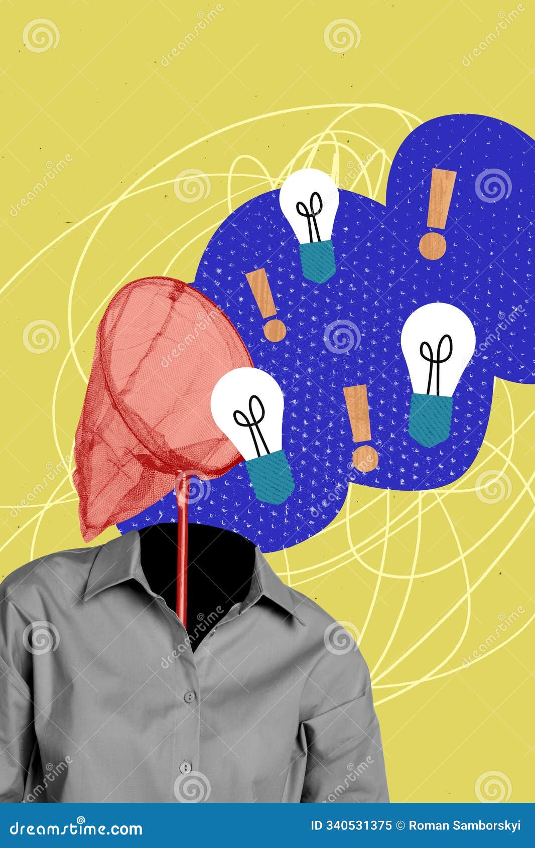 Sketch Image Composite Artwork of Collage of Young Man Headless Net ...