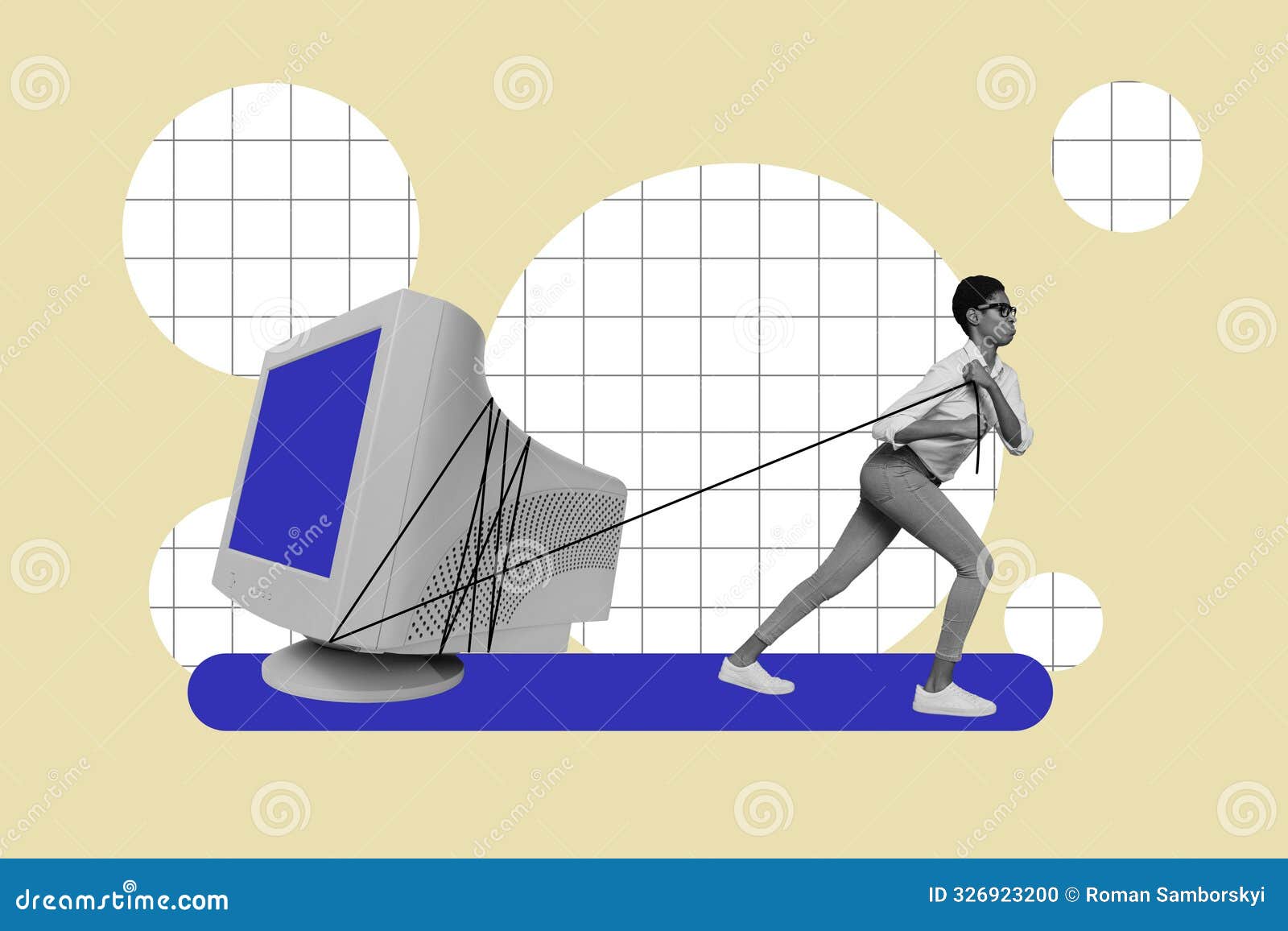 Sketch Image Composite Trend Artwork Collage of Young Woman Office ...