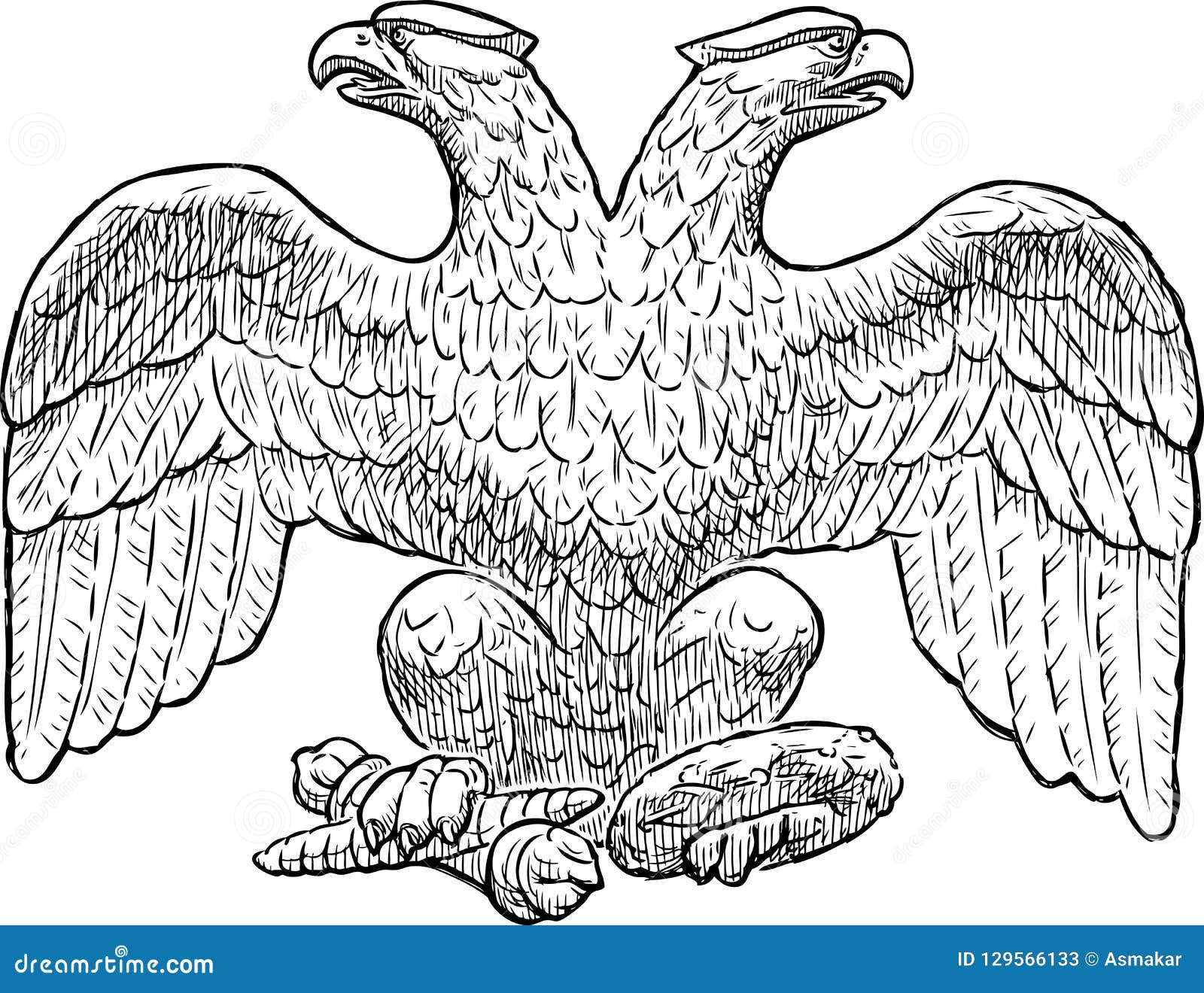 Sketch of an Imperial Two-headed Eagle Stock Vector - Illustration of ...